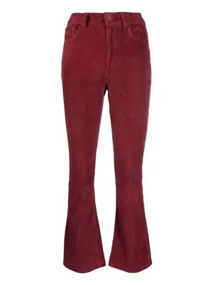 PAULA Zircon Suede Flared Trousers - Red