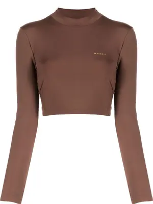 Matériel Laminated-logo Roll-neck Top - Brown