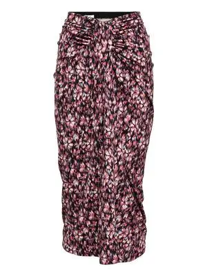 MARANT ETOILE Printed Ruched Jersey Midi Skirt - Multicoloured