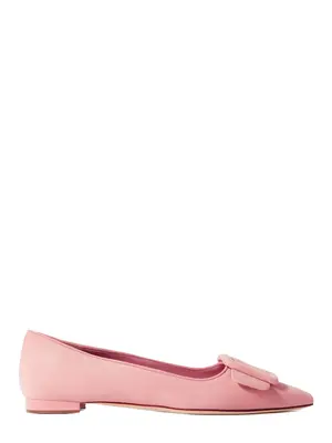 Manolo Blahnik Maysale Suede Flats - Pink