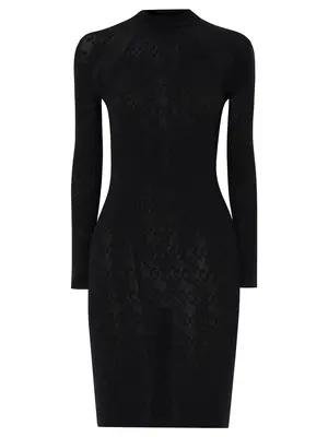 Wolford Net Sustain + Simkhai Pointelle-knit Stretch-econyl Mini Dress - Black