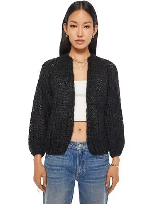 Maiami Big Bomber Cardigan Jacket - Black