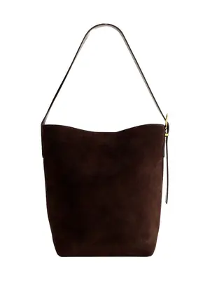 Madewell Essentials Suede Bucket Bag - Dark Carob