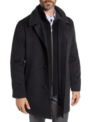 Hart Schaffner Marx Macbeth Wool Blend Car Coat - Charcoal Plaid