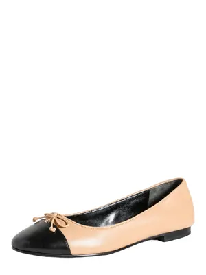 Tory Burch Cap-toe Ballet Flats - Ginger Shortbread/black