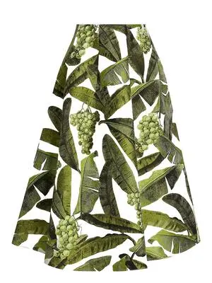 Oscar De La Renta Jacquard Midi Skirt - Leaf Green