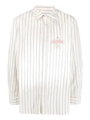 ADISH Logo-embroidered Stripe-pattern Shirt