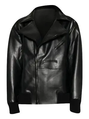 Norma Kamali Faux Leather Biker Jacket - Black