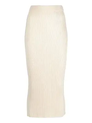 JIL SANDER Ribbed-knit Midi Skirt - Neutrals