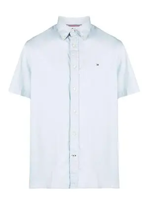 Tommy Hilfiger Logo-embroidered Poplin Shirt - Blue