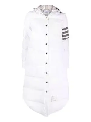 Thom Browne 4-bar Hooded Padded Coat - White
