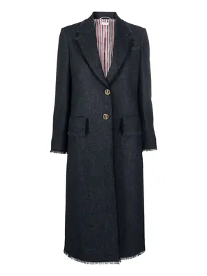 Thom Browne Tweed Single-breasted Coat - Blue