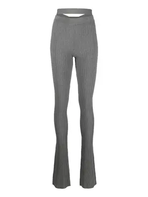 ANDREĀDAMO Ribbed-knit Flared Trousers - Grey