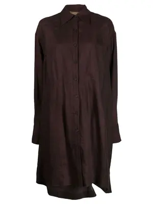 ZIGGY CHEN Layered Draped Shirtdress - Brown