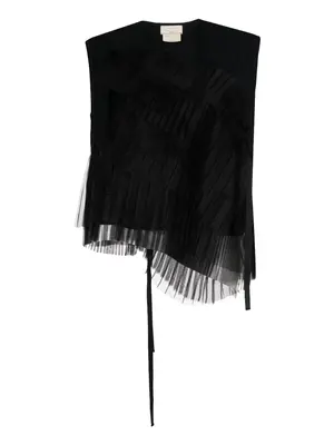 SHANSHAN RUAN Asymmetric Silk Tank Top - Black