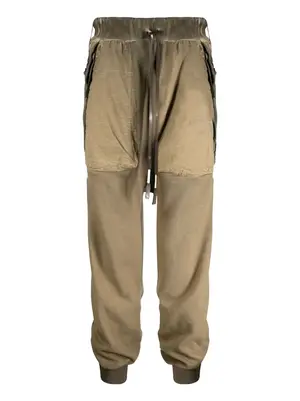 Boris Bidjan Saberi Faded Drop-crotch Cotton Track Pants - Green