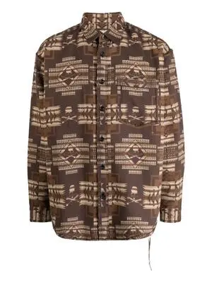 MASTERMIND WORLD Chimayo Jacquard Cotton Shirt - Brown