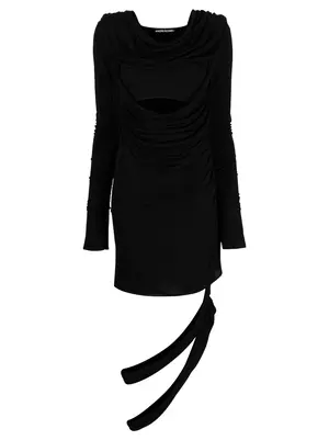 ANDREĀDAMO Asymmetric Draped Cut-out Dress - Black