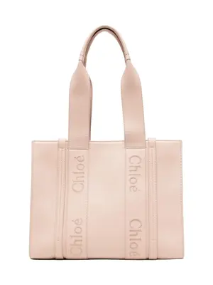Chloé Medium Woody Leather Tote Pink