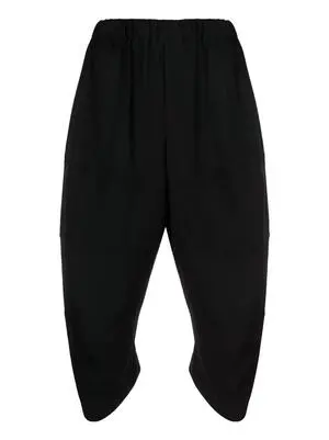Comme Des Garçons Cropped Tapered Wool Trousers - Black