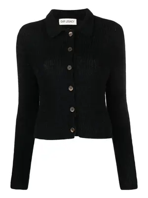 Our Legacy Mazzy Ribbed-Knit Cardigan Black