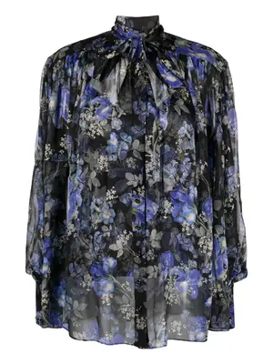 Zimmermann Lyrical Lantern-print Silk Blouse - Blue