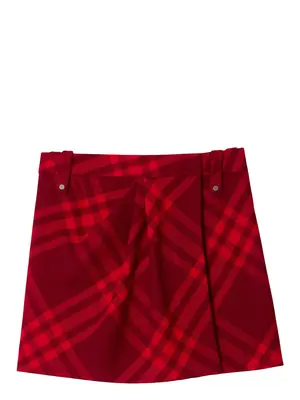 Burberry Check-pattern Wool Miniskirt - Red