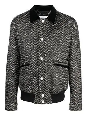 PHILIPP PLEIN Herringbone-Pattern Wool Bomber Jacket