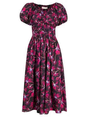 Ulla Johnson Cecile Floral-print Midi Dress - Black