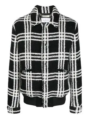 Philipp Plein Plaid Check Pattern Bomber Jacket - Black