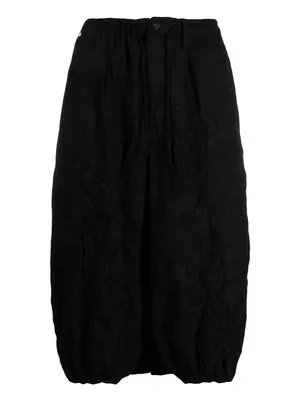 Yohji Yamamoto Crinkled Flannel Drop-crotch Shorts - Black