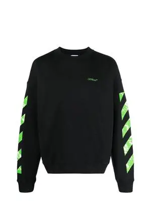 Off-White Diag Stripe Cotton Sweatshirt - Black