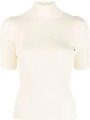 Off-White Logo-debossed Rib-knit Top - Neutrals