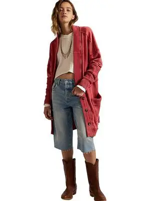 Free People We The Free Brooklyn Cardigan Deep Cherry