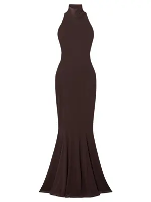 Norma Kamali Stretch-jersey Turtleneck Gown - Brown
