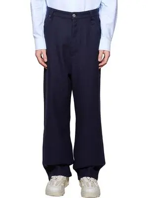 Ami Baggy Fit Virgin Wool Trousers Night Blue