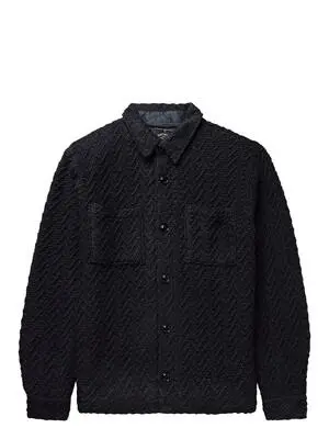 Portuguese Flannel Herringbone Tweed Overshirt - Blue