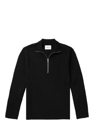 Nn07 Harald 6530 Knitted Half-zip Sweater - Black