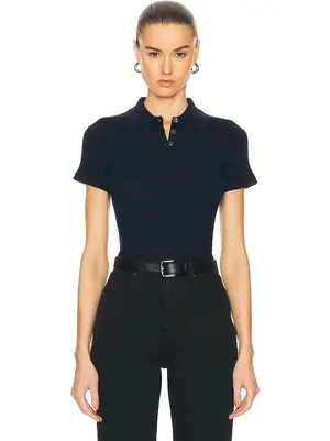 Guest In Residence Shrunken Polo Top - Midnight