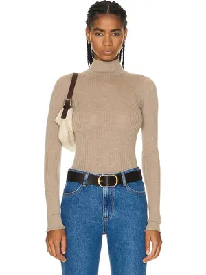 Sprwmn SPRWMN Mock Neck Top Camel