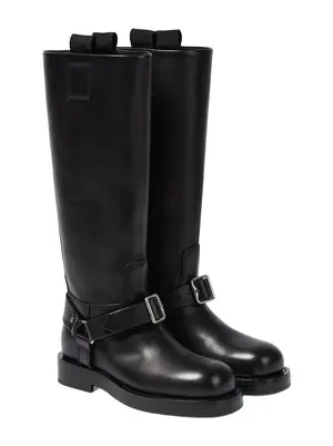 Burberry Saddle Leather Knee-high Boots - Black
