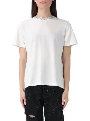 GOLDEN GOOSE Cotton T-shirt With Jewel Inserts - White
