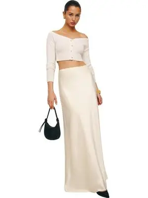 REFORMATION Bella Silk Maxi Skirt - Ivory