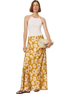 REFORMATION Bella Silk Skirt - Orange