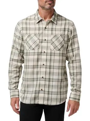 Travis Mathew Cloud Plaid Flannel Button-up Shirt Birch
