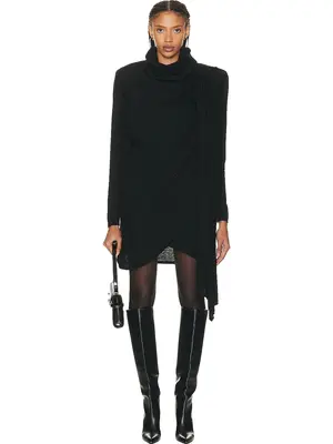 Saint Laurent Hooded Draped Dress - Noir