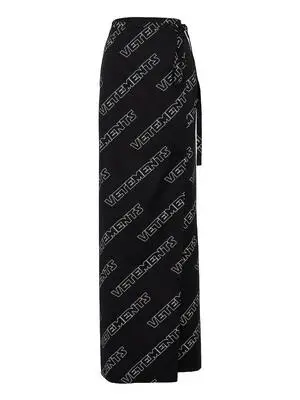 Vetements Logo Cotton Wrap Skirt - Black