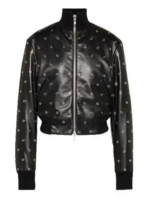Alaïa Studded Leather Bomber Jacket - Black