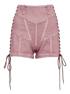Jean Paul Gaultier X Knwls High-rise Denim Corset Shorts - Purple