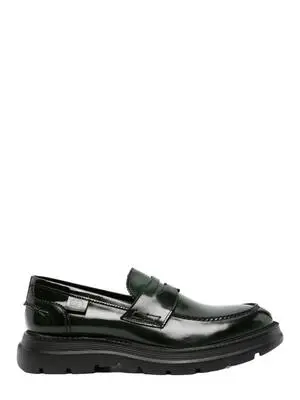 GIULIANO GALIANO Freddie Penny-slot Leather Loafers - Green